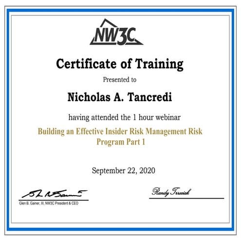 NW3C building an effective insider risk management risk program part 1 ...