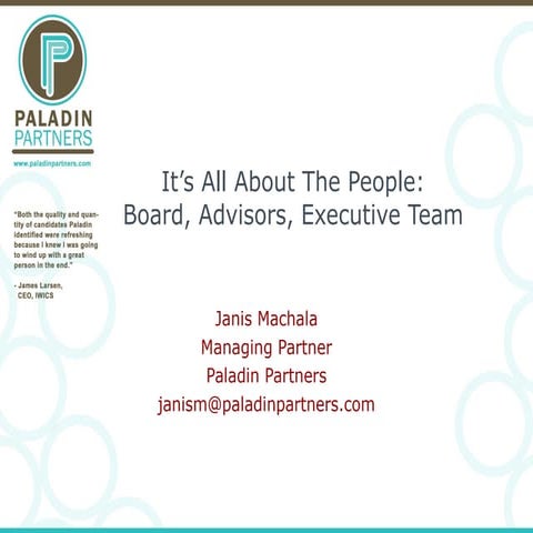 Building a Board/Advisory Board/Exec Team | PPT