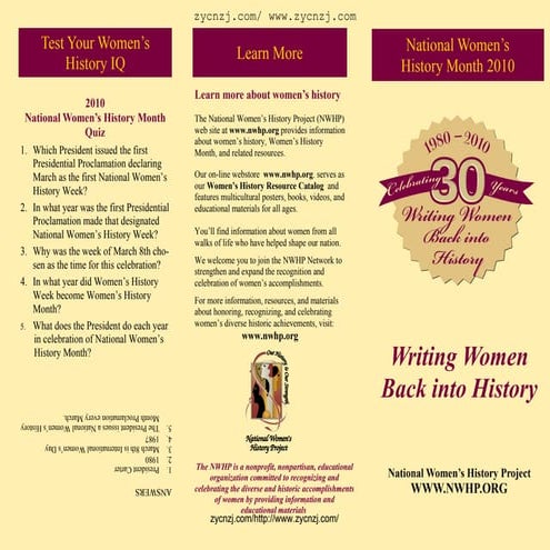 Nwhm brochure writing women back into history | PDF