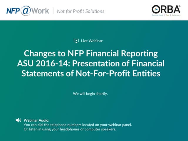 Presentation of Financial Statements of Not-For-Profit entities NFP a…