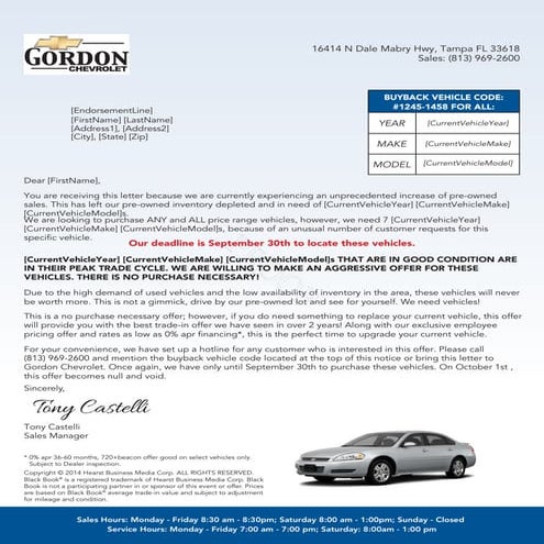 General buy back letter | PDF
