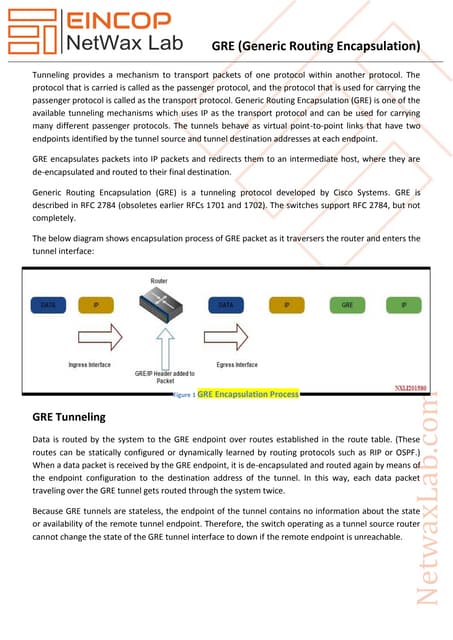 GRE (Generic Routing Encapsulation) | PPTX | Computer Networking | Computing
