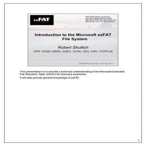 NYC4SEC - An Introduction to the Microsoft exFAT File System (Draft 2. ...