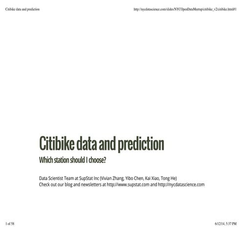 Nyc open data project ii -- predict where to get and return my citibike | PDF | Operating ...