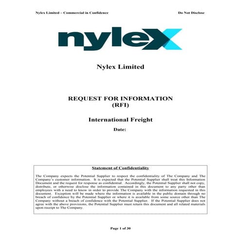 Nylex rfi international freight nylex | DOC | Logistics and ...