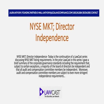 NYSE MKT; Director Independence | PPT