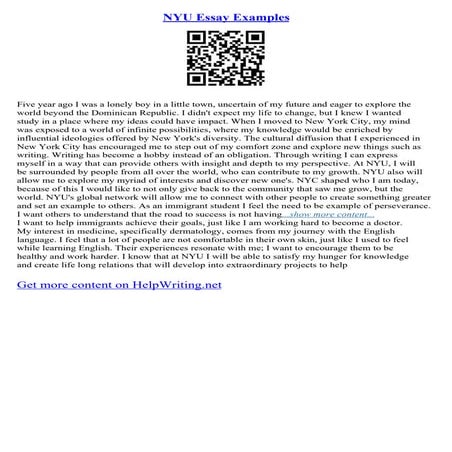 NYU Essay Examples | PDF