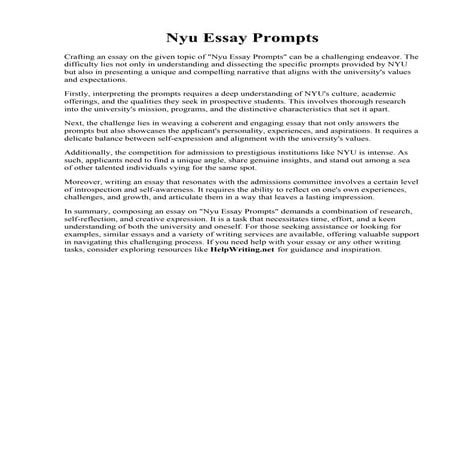 Nyu Essay Prompts | PDF