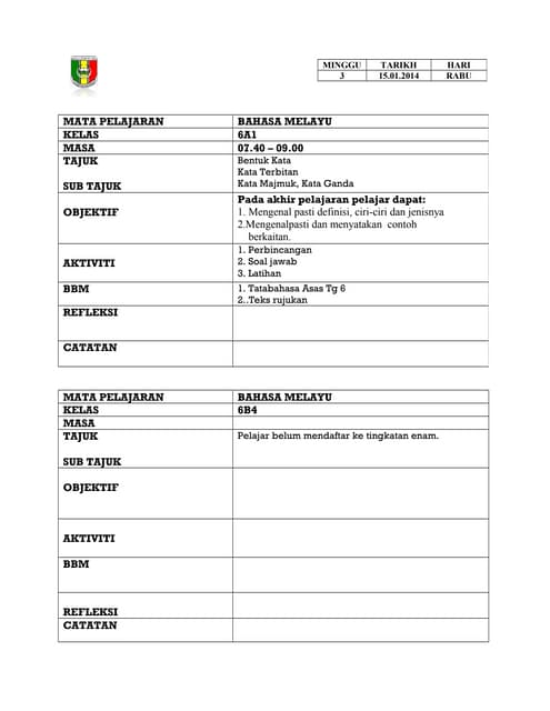RPH MINGGU TRANSISI | PDF