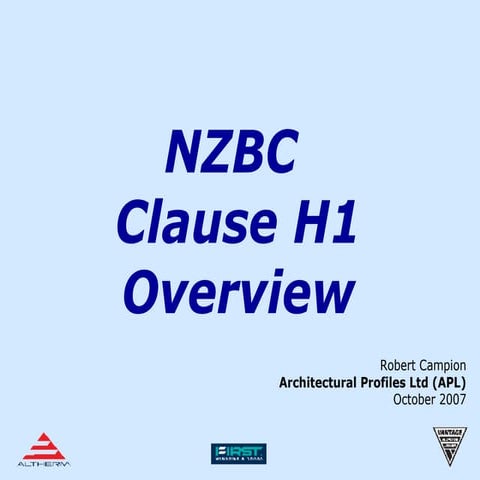 NZBC-H1_Overview-Oct07 | PPT
