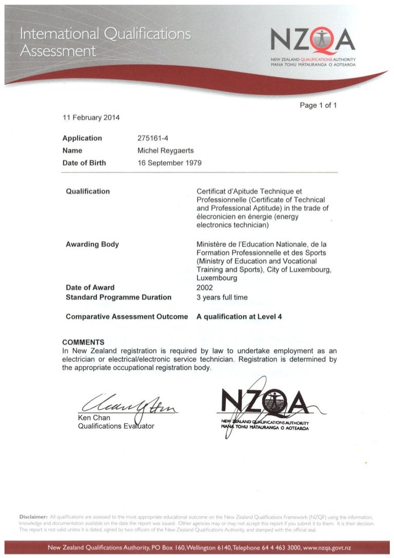 Nzqa international assessment report