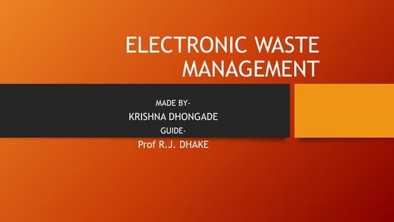 E waste management | PPT