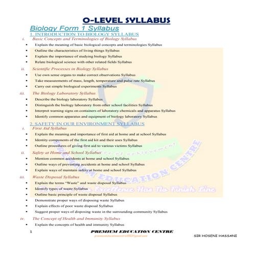 O level biology syllabus | PDF