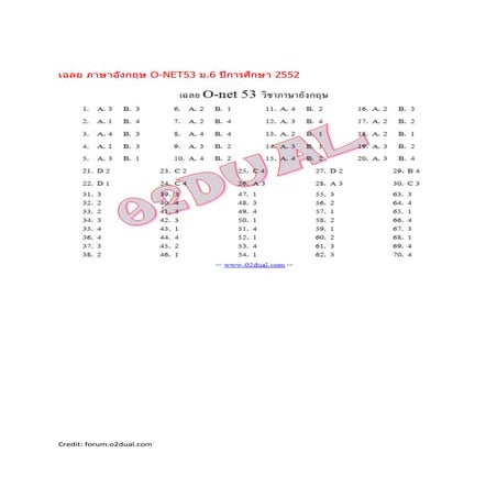 เฉลย O net 52 ภาษาอังกฤษ | PDF