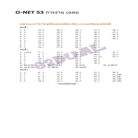 เฉลย O net 52 เทคโนโลยี ม 6 | PDF