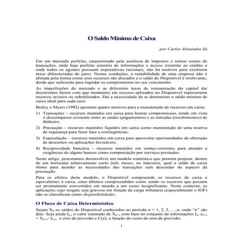 O saldo mínimo de caixa | DOCX