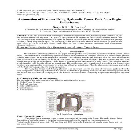 Automation of Fixtures Using Hydraulic Power Pack for a Bogie ...