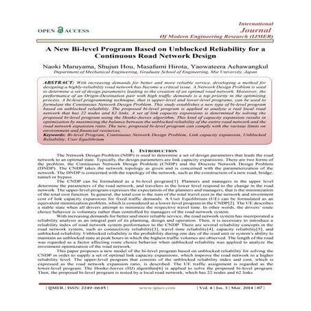 A New Bi-level Program Based on Unblocked Reliability for a Continuous ...