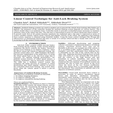 Linear Control Technique for Anti-Lock Braking System | PDF