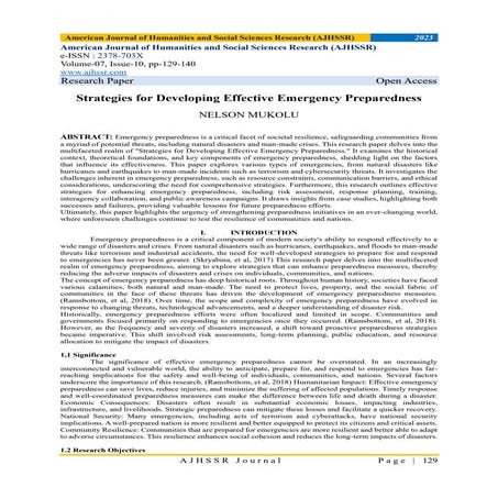 Strategies for Developing Effective Emergency Preparedness | PDF