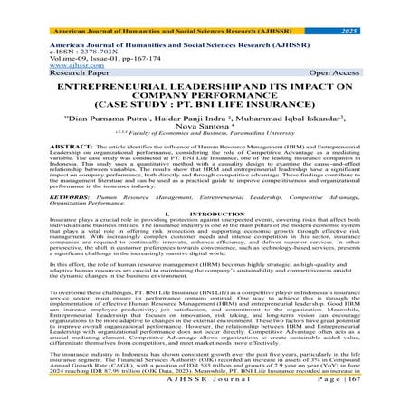 ENTREPRENEURIAL LEADERSHIP AND ITS IMPACT ON COMPANY PERFORMANCE (CASE ...