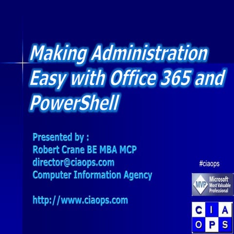 Getting Started with PowerShell for Office 365 | PPT