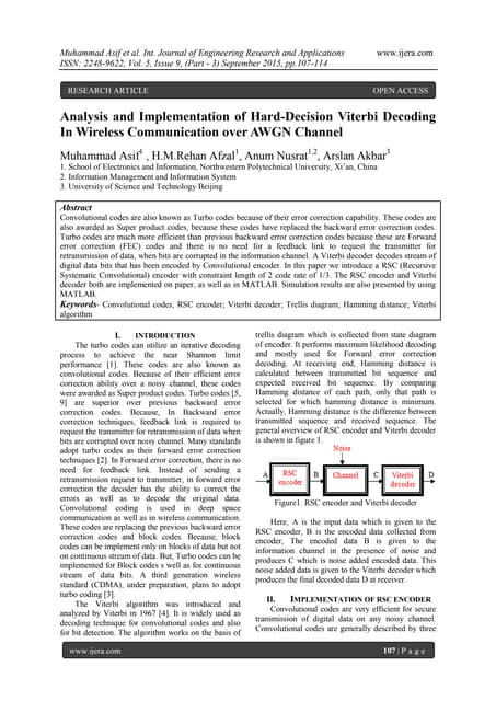 Analysis And Implementation Of Hard Decision Viterbi Decoding In 8070