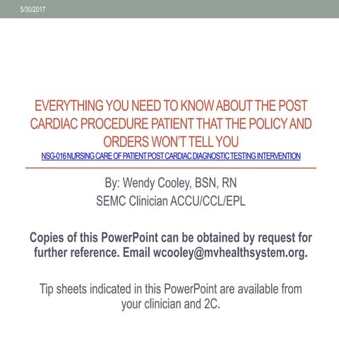 Care of the cardiac procedure patient | PDF