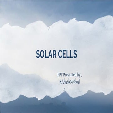 Ppt on solar cell | PPTX