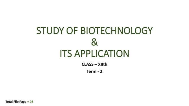 INTRODUCTION TO Biotechnology | PPT