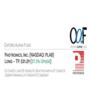 OAF Photronics, Inc. Investor Pitch Deck | PPT