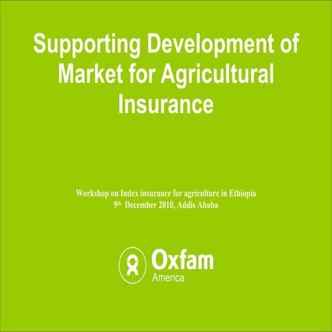 Supporting development of market for agricultural insurance | PPT