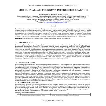 MODEL EVALUASI PENGGUNA INTERFACE E-LEARNING | PDF