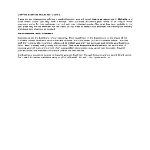Business Insurance Oakville | DOCX