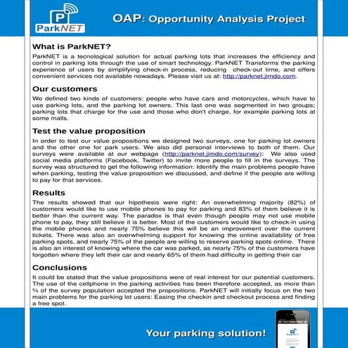 ParkNET - Opportunity Analysis Project | PDF