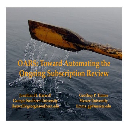 OARS: Toward Automating the Ongoing Subscription Review | PDF