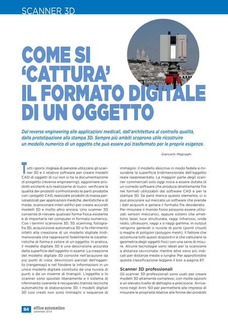 Scansione 3D e Reverse Engineering | PDF | 3-D Graphics | Computer Software and Applications