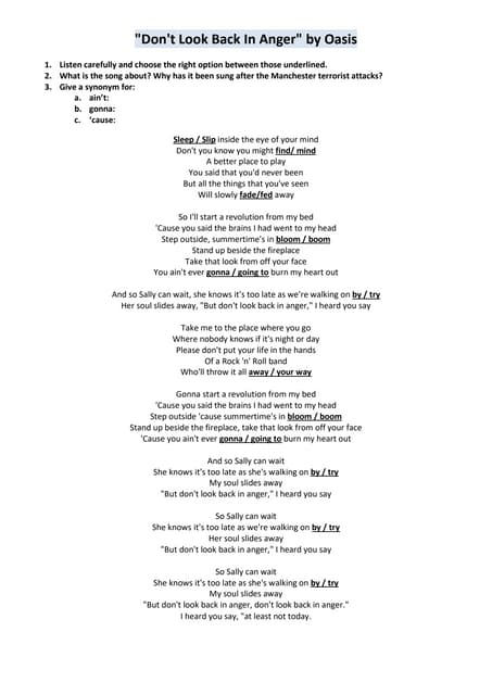 Do not look back in anger | PDF