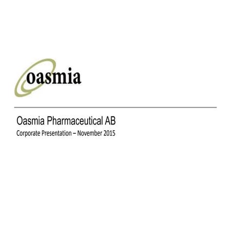 Oasmia Pharmaceutical AB - NASDAQ: OASM | PPT