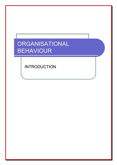 Chapter 1 Organizational Behaviour | PPTX