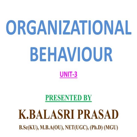 ORGANISATIONAL BEHAVIOUR- UNIT-3-BBA- OSMANIA UNIVERSITY | PPT