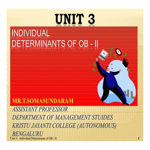 Organizational Behaviour - Individual Determinants of OB II | PDF
