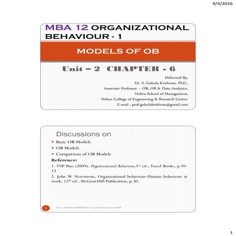 Ob1 unit 2 chapter - 6 - ob models | PDF