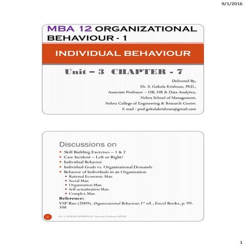 Ob1 unit 3 chapter - 7 - individual behavior | PDF
