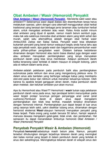Wasir (hemoroid) ringan apa perlu pengobatan | PDF
