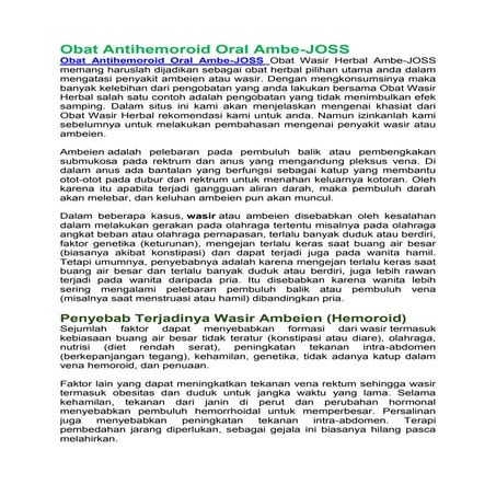 Obat antihemoroid oral ambe joss | PDF