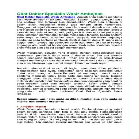 Obat dokter spesialis wasir ambejoss | PDF