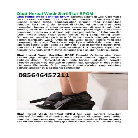 Obat herbal wasir sertifikat bpom | PDF