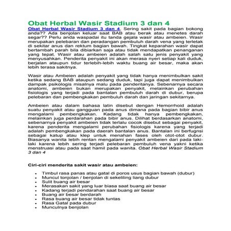 Obat wasir stadium 4 yang sudah parah | PDF