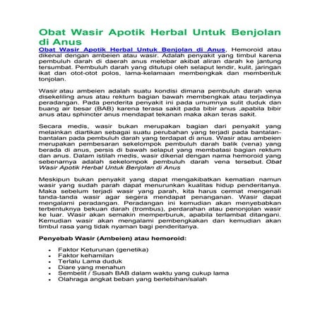Obat wasir apotik herbal untuk benjolan di anus | PDF